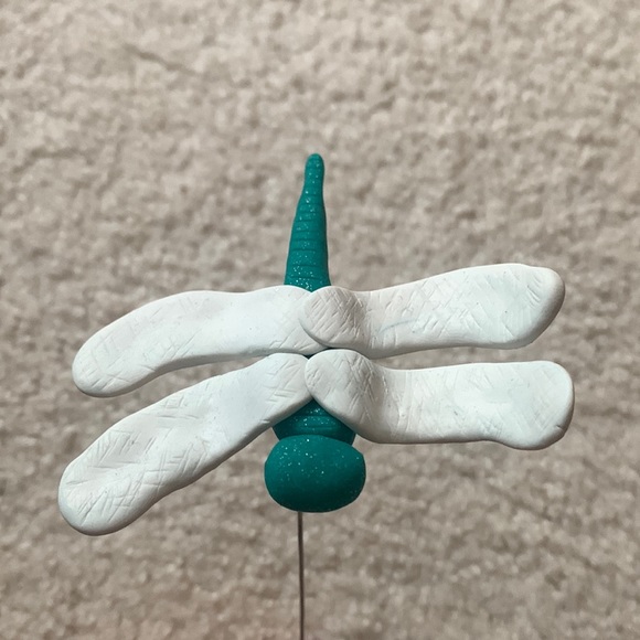 Art | Teal Dragonfly Potted Plant Decor | Poshmark
